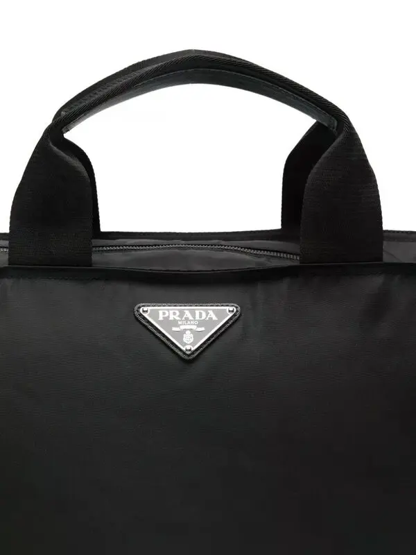 Prada Triangle Logo Tote Bag