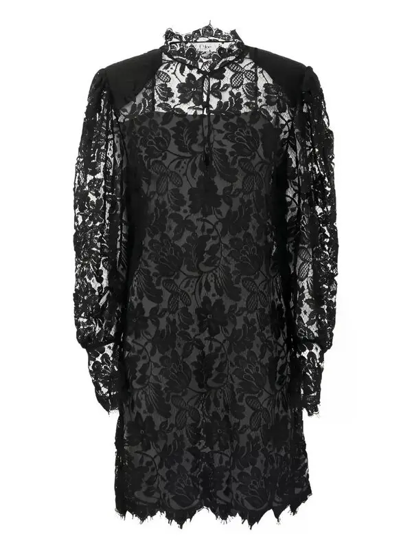 Chloé Floral-lace High-neck Dress