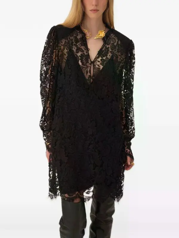 Chloé Floral-lace High-neck Dress
