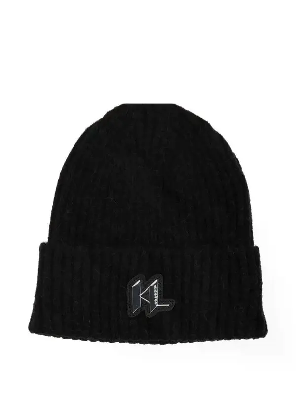 Karl Lagerfeld Logo-patch Beanie - Black