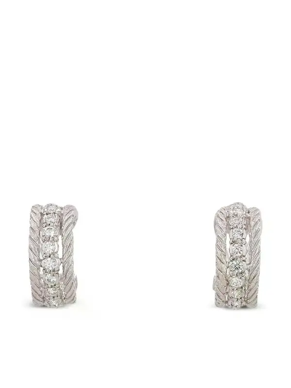 Buccellati 1980's Diamond White Gold Earrings - Silver
