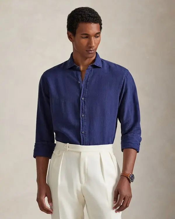 Polo Ralph Lauren Classic Fit Slub Linen Shirt - Navy