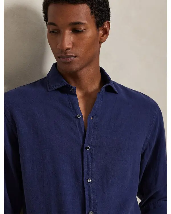 Polo Ralph Lauren Classic Fit Slub Linen Shirt - Navy
