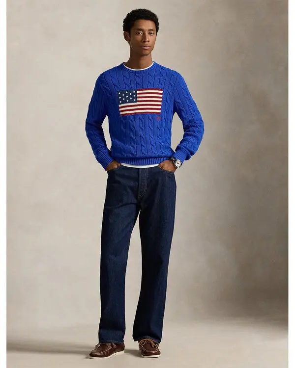 Polo Ralph Lauren Cable-knit Flag Sweater - Blue