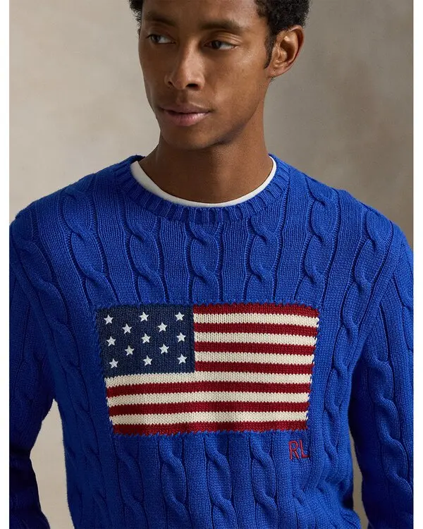 Polo Ralph Lauren Cable-knit Flag Sweater - Blue