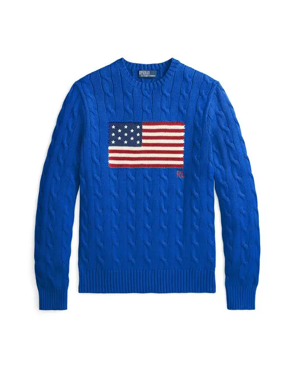 Polo Ralph Lauren Cable-knit Flag Sweater - Blue