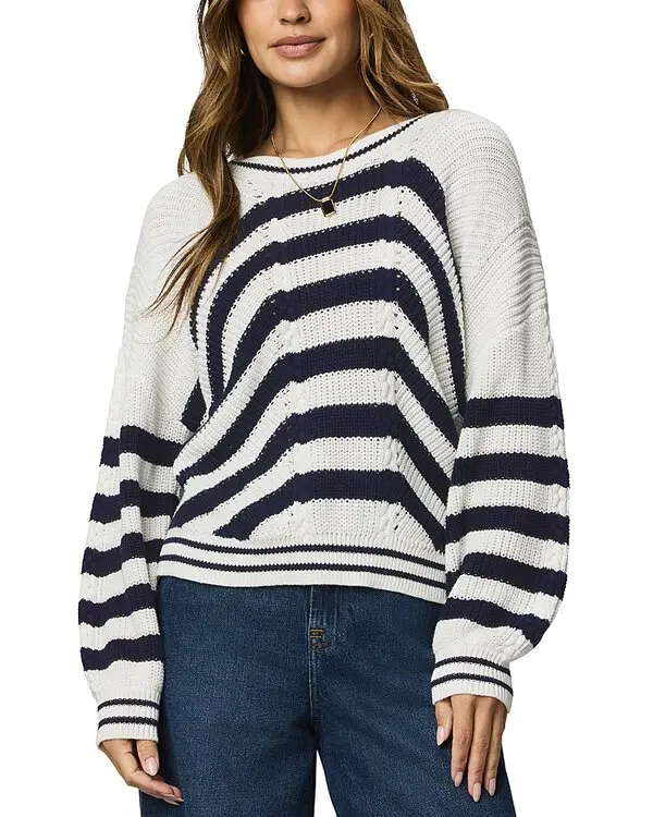 Splendid Vienna Chevron Sweater - White/navy