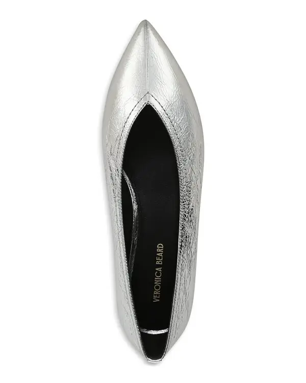 Veronica Beard Bancroft Pointed Toe Flats - Silver