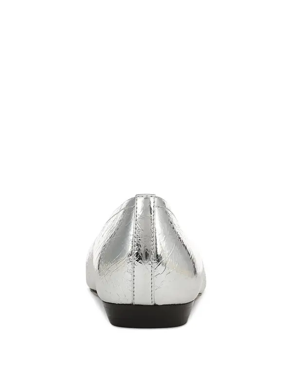 Veronica Beard Bancroft Pointed Toe Flats - Silver