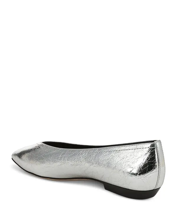 Veronica Beard Bancroft Pointed Toe Flats - Silver