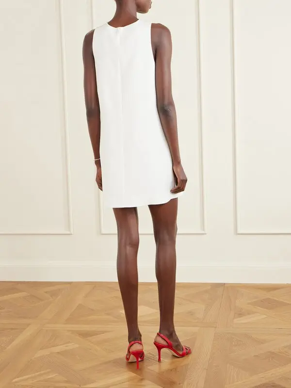 Stella McCartney Embroidered Crepe Mini Dress - Neutrals