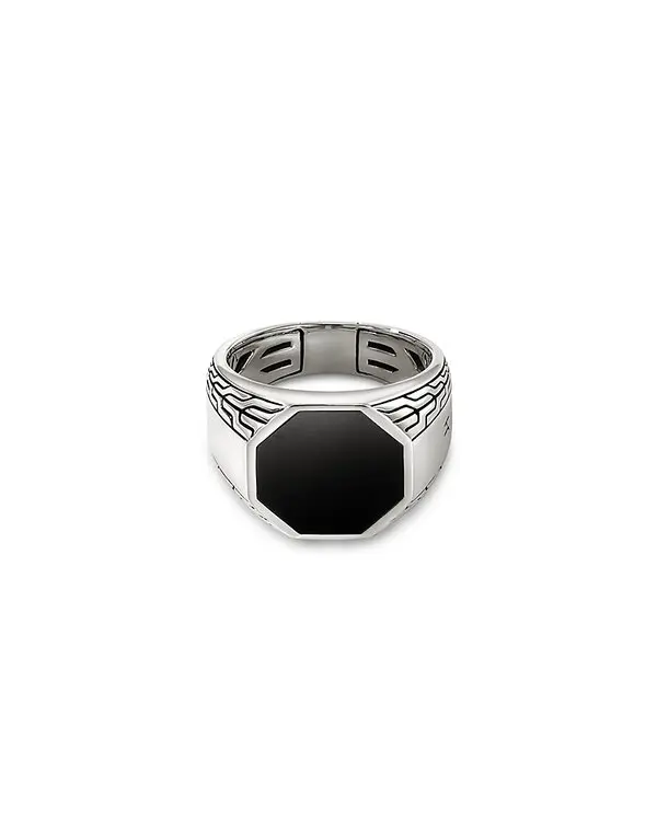 John Hardy Sterling Silver Onyx Signet Ring - Black