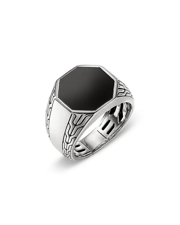 John Hardy Sterling Silver Onyx Signet Ring