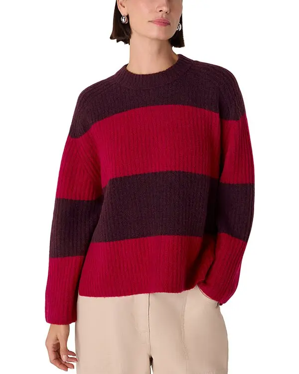 Whistles Wide Stripe Knit Sweater - Red/multi