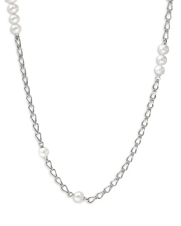 John Hardy Sterling Surf Pearl Station Necklace - Silver