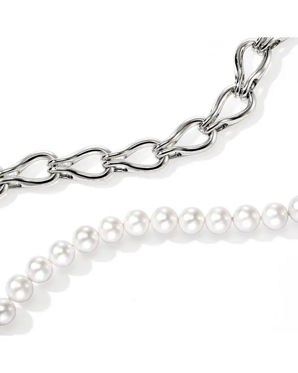 John Hardy Sterling Cultured Pearl Collar Necklace - Silver