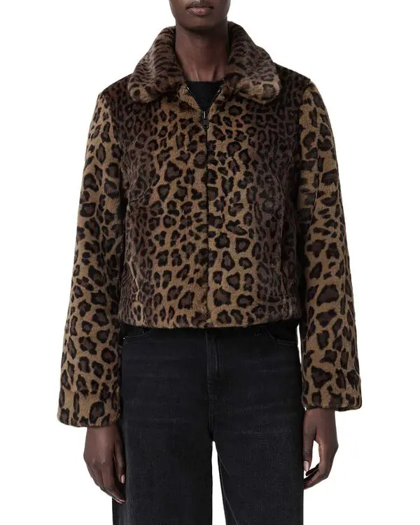 ALLSAINTS Saye Faux Fur Jacket - Leopard Brown