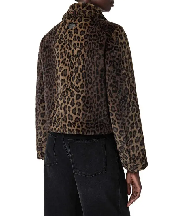 ALLSAINTS Saye Faux Fur Jacket - Leopard Brown