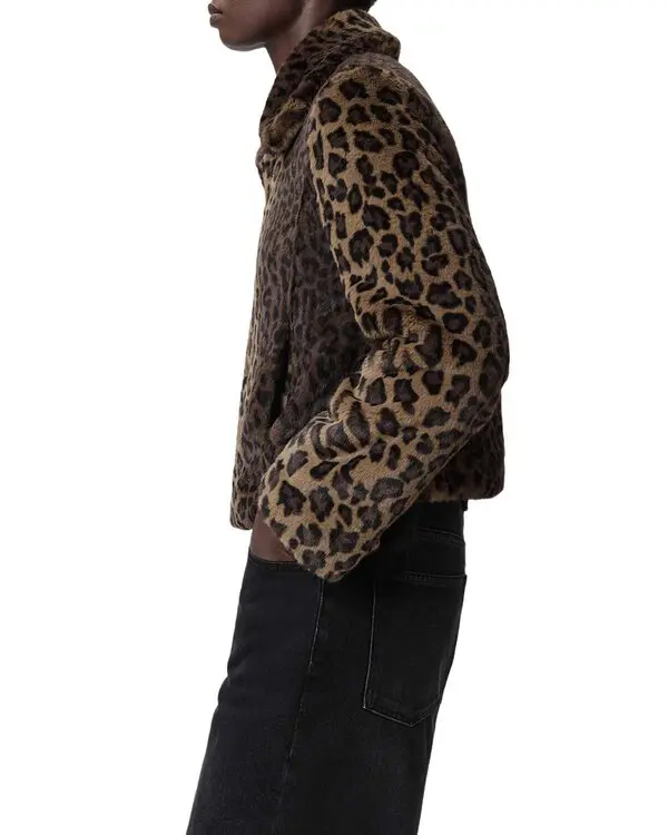 ALLSAINTS Saye Faux Fur Jacket - Leopard Brown