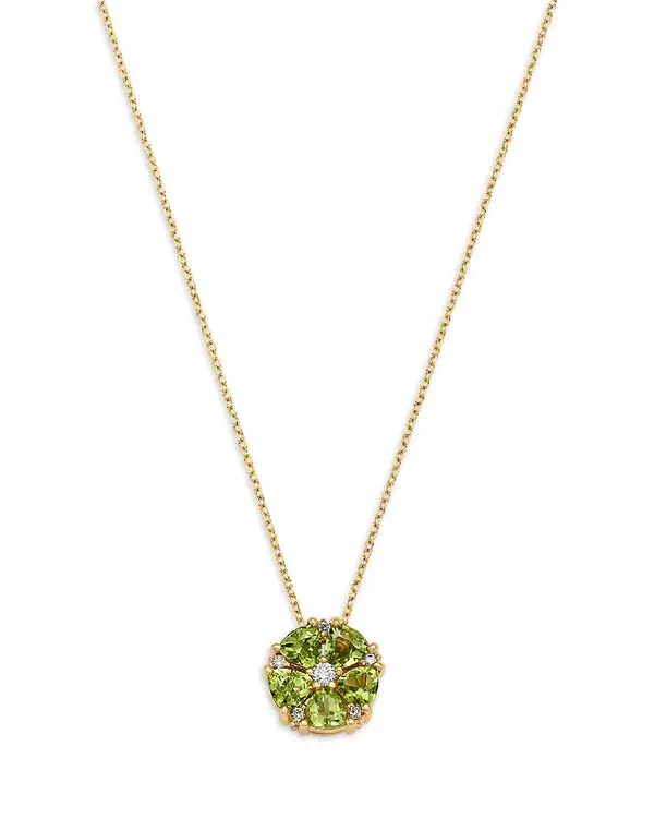Bloomingdale'S Peridot And Diamond Pendant Necklace - Green/gold