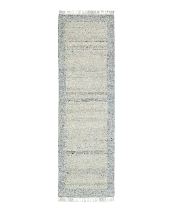 OBEETEE Nu Maison Soft Border Runner Area Rug,2'6x8'0 - Light/blue