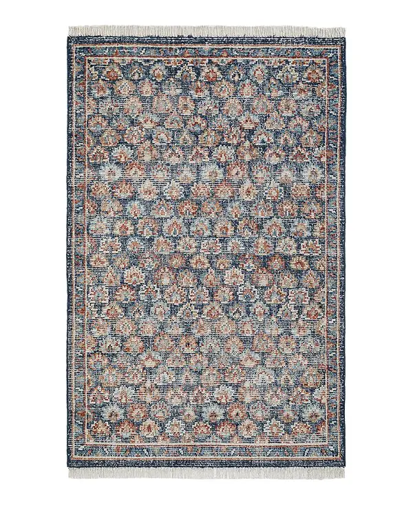 OBEETEE Palace Floral Area Rug,5'0x8'0 - Navy