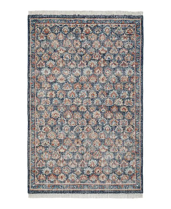 OBEETEE Palace Floral Area Rug,7'9x9'9 - Navy