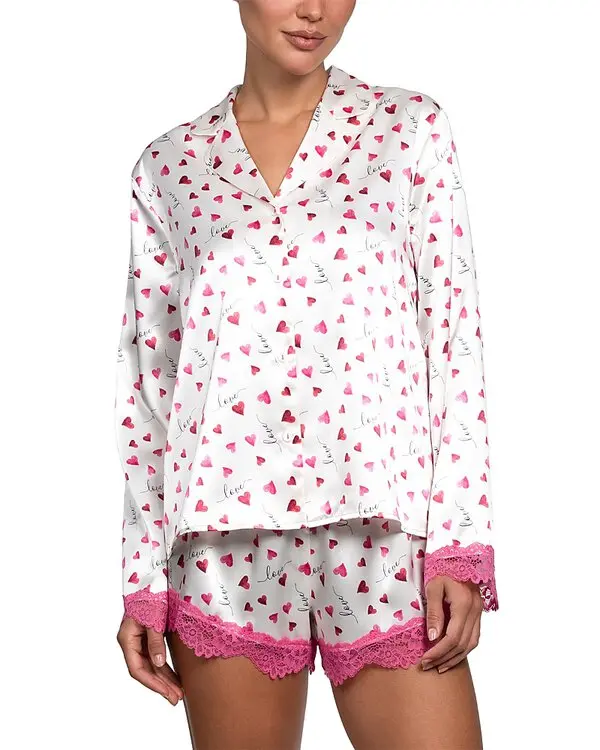 IN BLOOM BY JONQUIL Stretch Satin Novelty Heart Shortie Pajama Set - Ivory