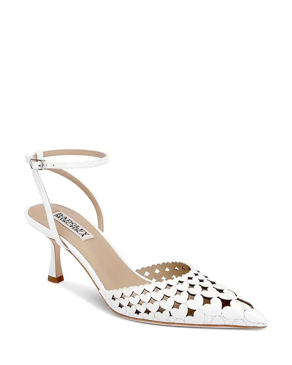Badgley Mischka Omelia Studded Pumps - White Patent