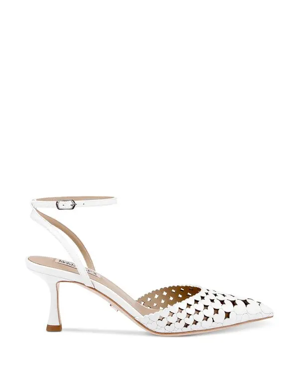 Badgley Mischka Omelia Studded Pumps - White Patent