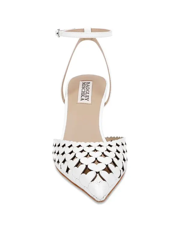 Badgley Mischka Omelia Studded Pumps - White Patent