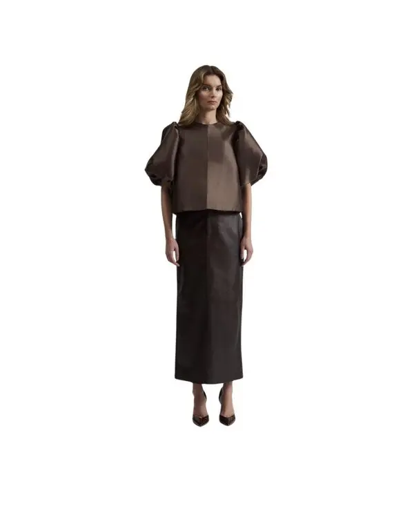MALINA Cleo Blouse Balloon Sleeve - Chocolate