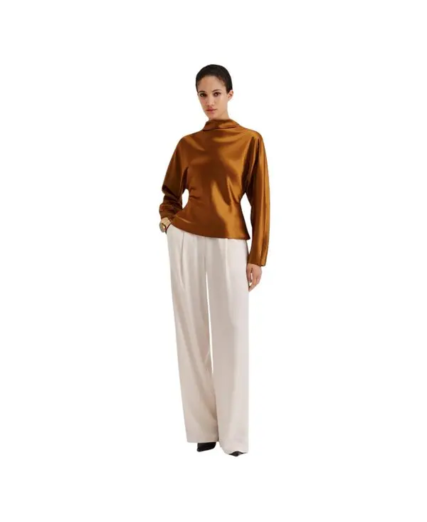 MALINA Zora Barrel Sleeve Satin Blouse
