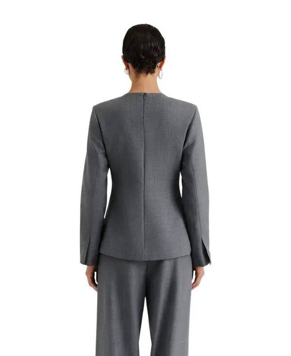 MALINA Athina Tailored Long Sleeve Blouse - Grey