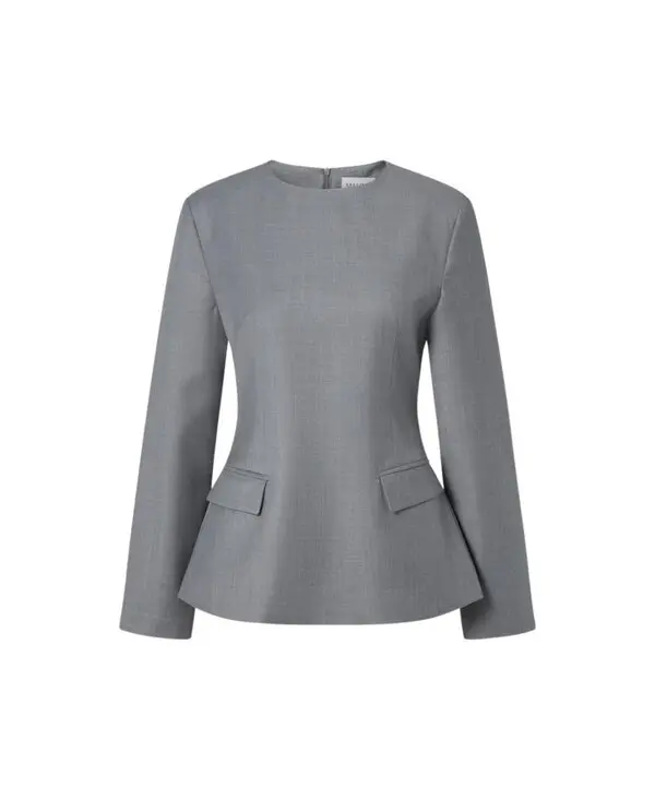 MALINA Athina Tailored Long Sleeve Blouse - Grey