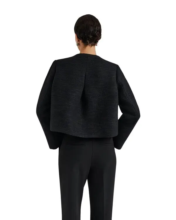 MALINA Ruthie Cropped Boucle Blazer - Black