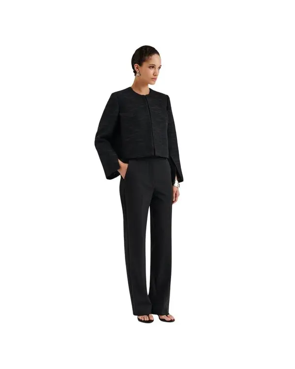 MALINA Ruthie Cropped Boucle Blazer - Black