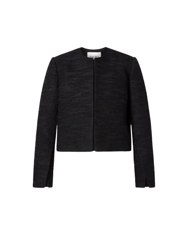 MALINA Ruthie Cropped Boucle Blazer - Black