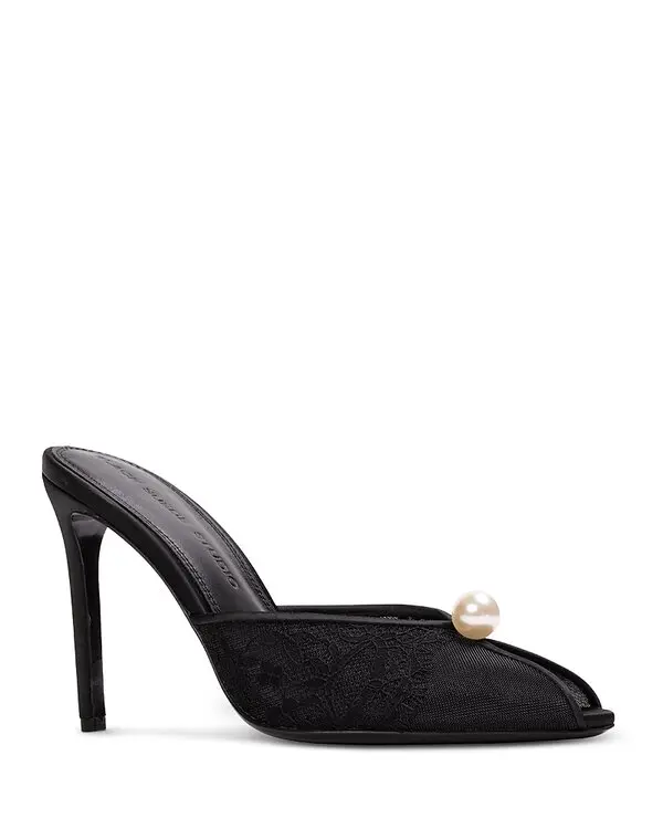 BLACK SUEDE STUDIO Pearl Mesh Slipper Pumps
