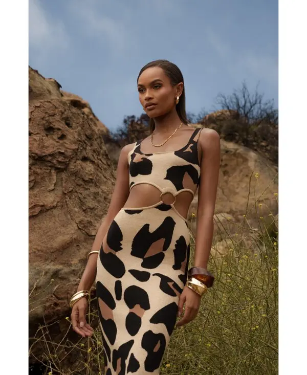 JLUXLABEL Zahara Print Cut-out Maxi Dress