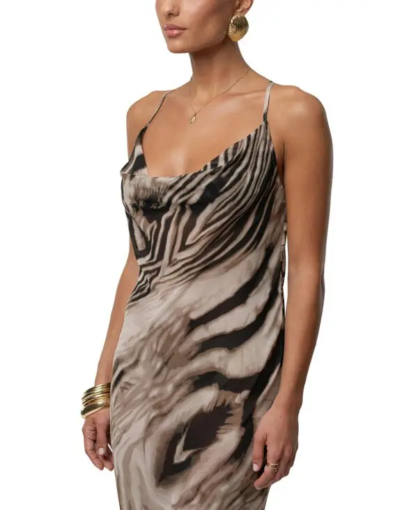 JLUXLABEL Zebra Print Halterneck Maxi Dress