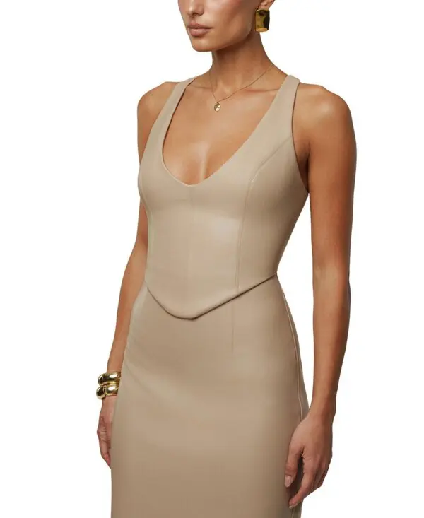 JLUXLABEL Pu Leather Top - Beige