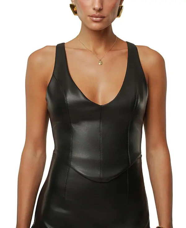 JLUXLABEL Pu Leather Top - Black