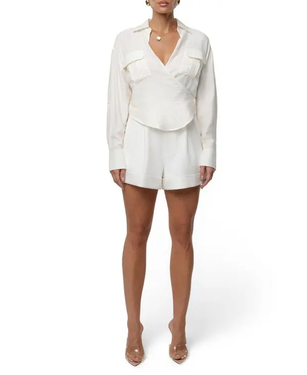 JLUXLABEL Drift Collared Cargo Top - Ivory