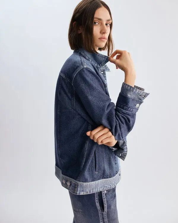 Rag & Bone Miramar Combo Terry Oversized Trucker Jacket