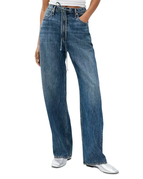 Rag & Bone Phoebe Drawstring Wide Leg Jeans - Declan
