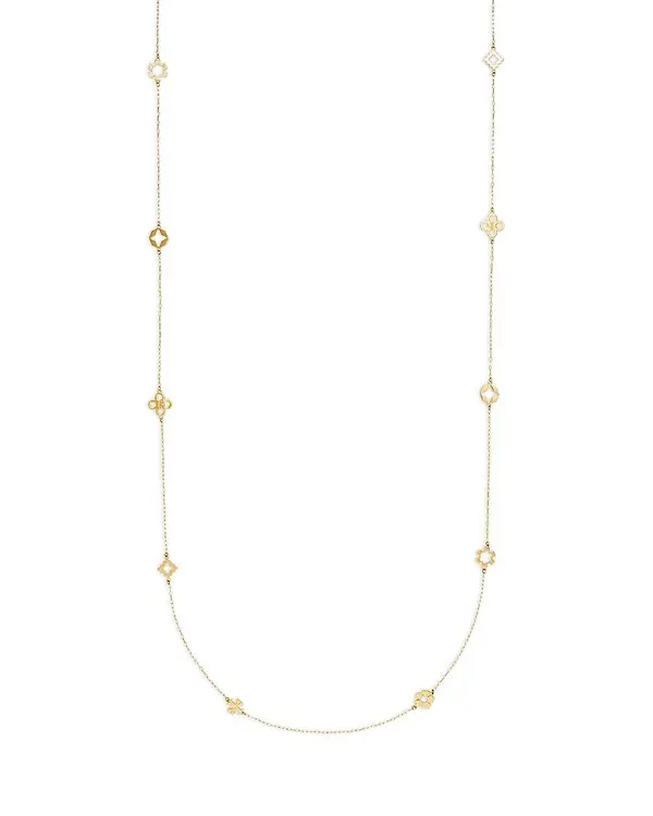 Tory Burch Forget Me Not Flower Strand Necklace - Gold