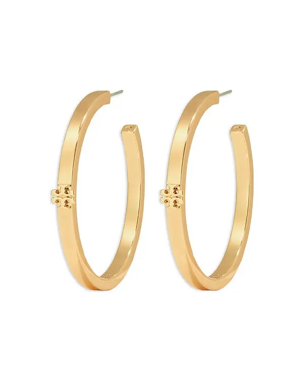 Tory Burch Kira Thin Icon Hoop Earrings - Gold