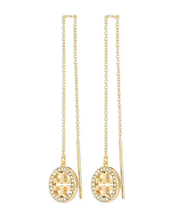 Tory Burch Miller Icon Pave Threader Earrings - Gold
