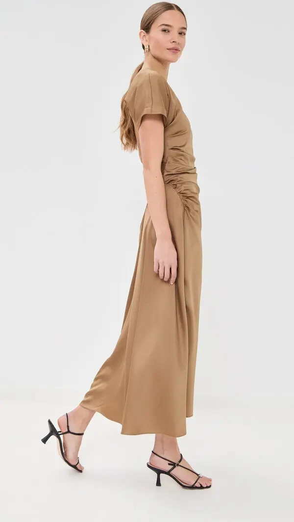 Simkhai Marabella Draped Midi Dress - Chai